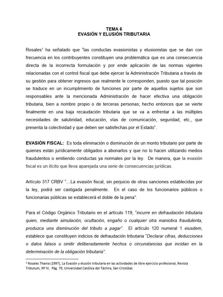 Tema 6. Evasión y Elusión Tributaria | PDF | Evasión de impuestos ...