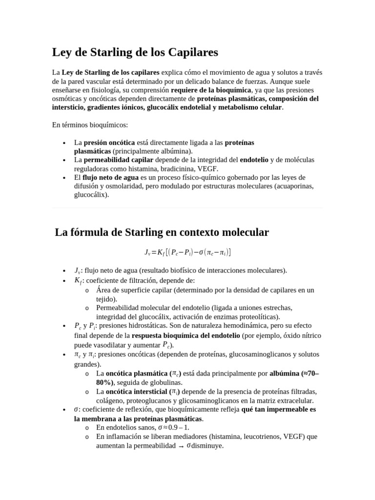 Ley de Starling de Los Capilares | PDF | Edema | Inflamación