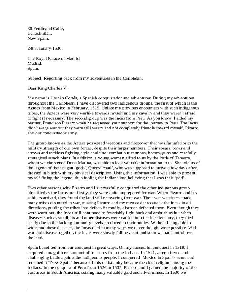 History Letter | PDF | Francisco Pizarro | Indigenous Peoples Of The ...
