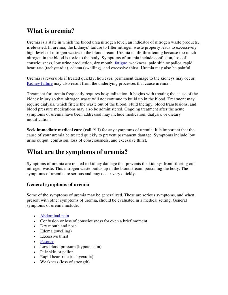 Uremia | PDF | Kidney | Dialysis