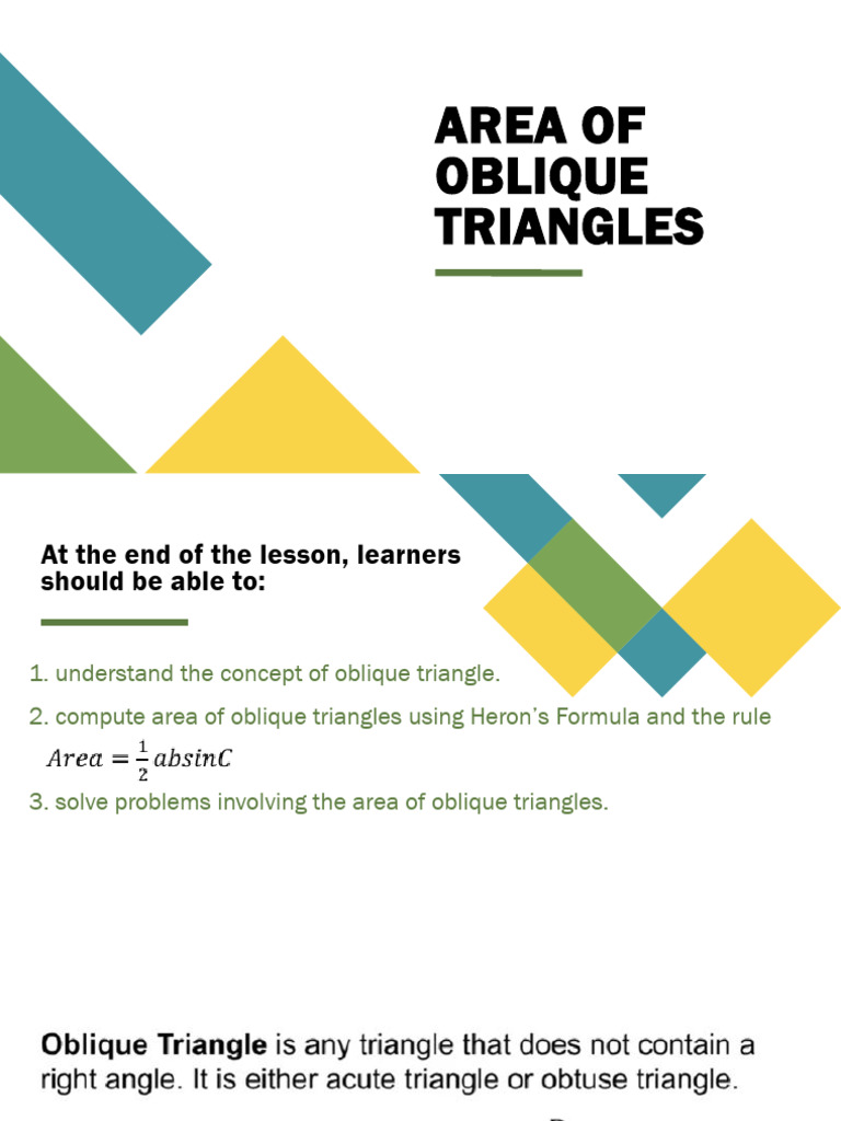 Area of Oblique Triangles | PDF