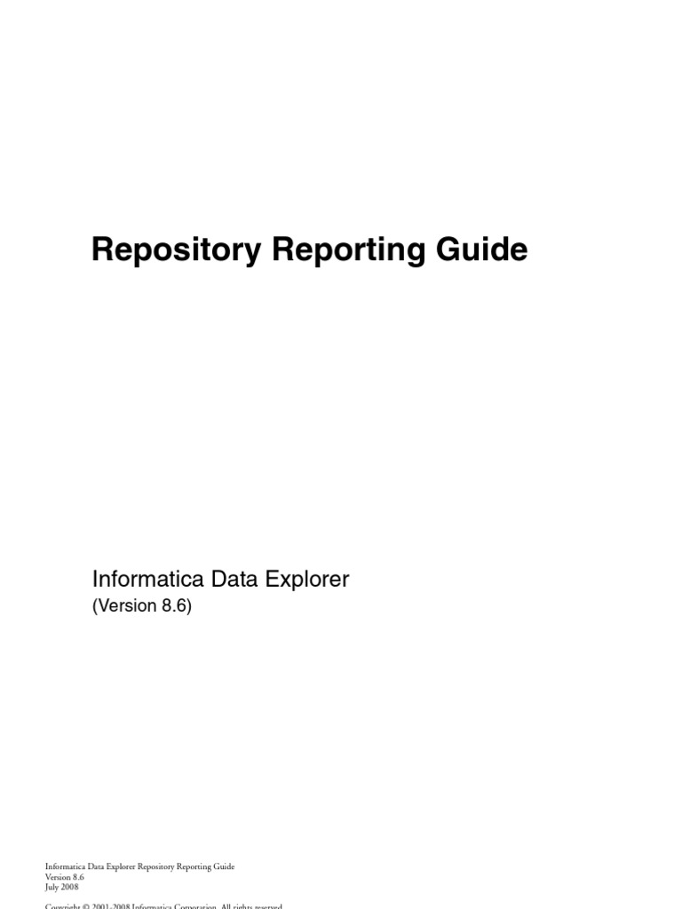 Repository Reporting Guide: Informatica Data Explorer | PDF | Sql ...