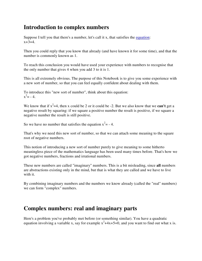 Introduction To Complex Numbers | PDF | Complex Number | Real Number