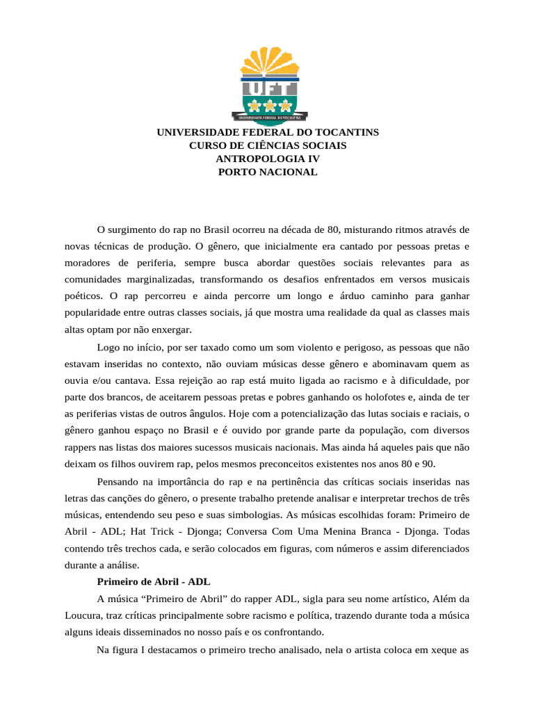 Rap Brasileiro - Antrop. IV | PDF | Rap (gênero musical) | Racismo
