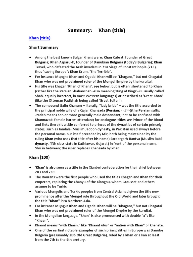 Khan (Title) | PDF | History