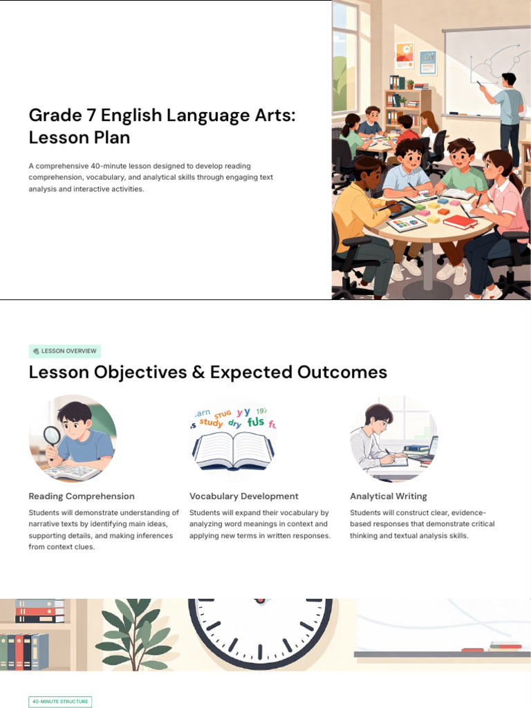 Grade 7 English Language Arts Lesson Plan | PDF | Reading Comprehension ...