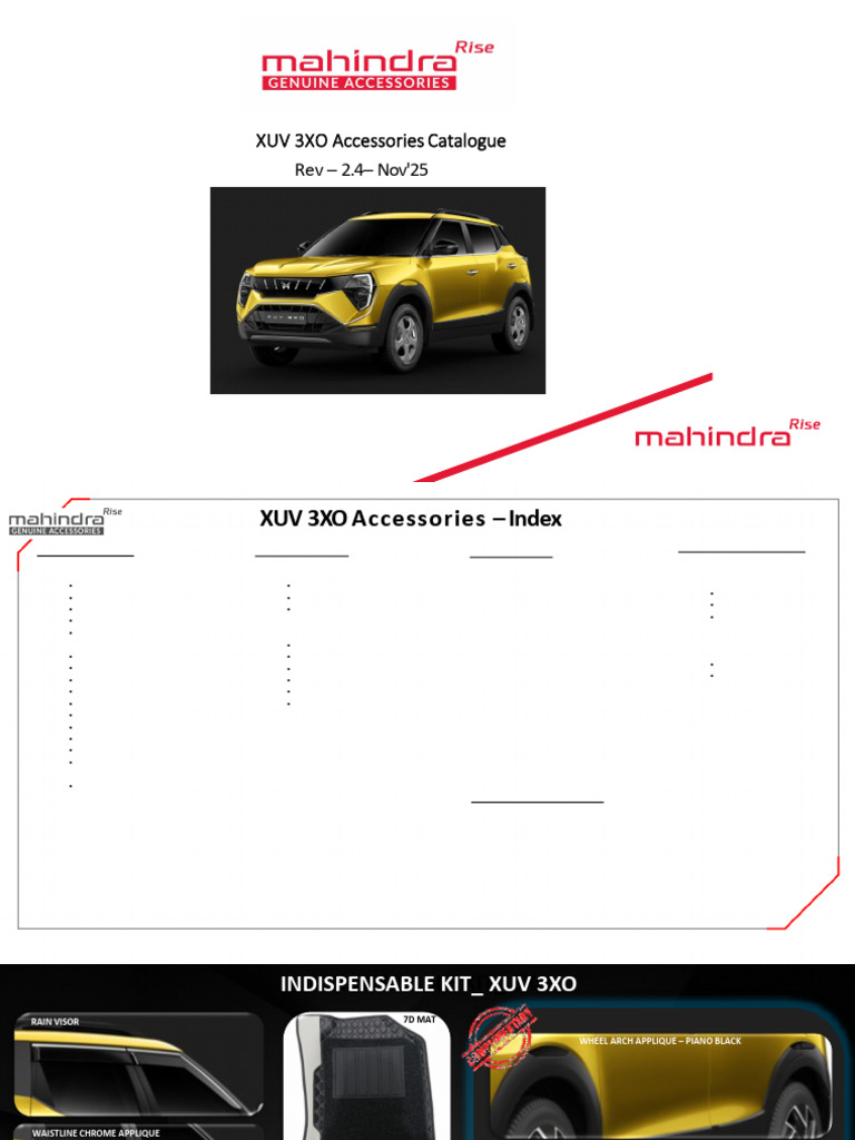 XUV3XO Accessories Catalogue V2.4 Nov'25 | PDF | Door | Anti Lock ...