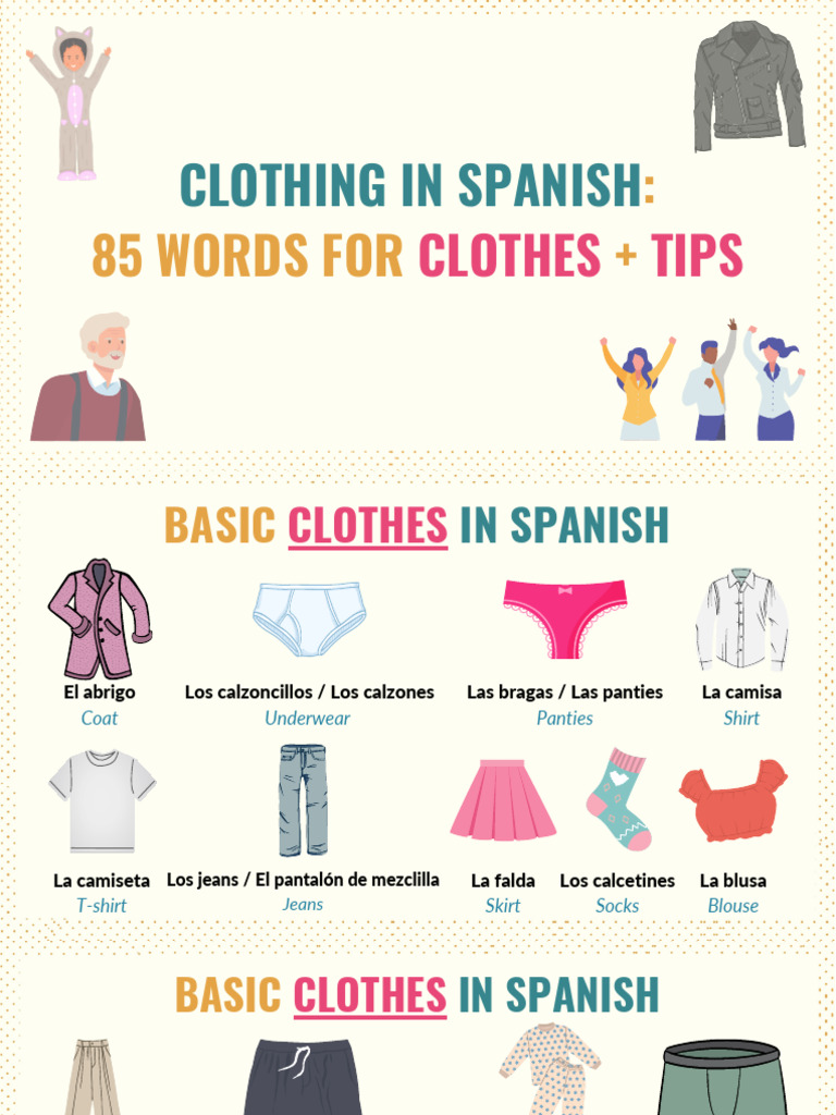85 Words For Clothes in Spanish Tips Clothing in Spanish | PDF ...