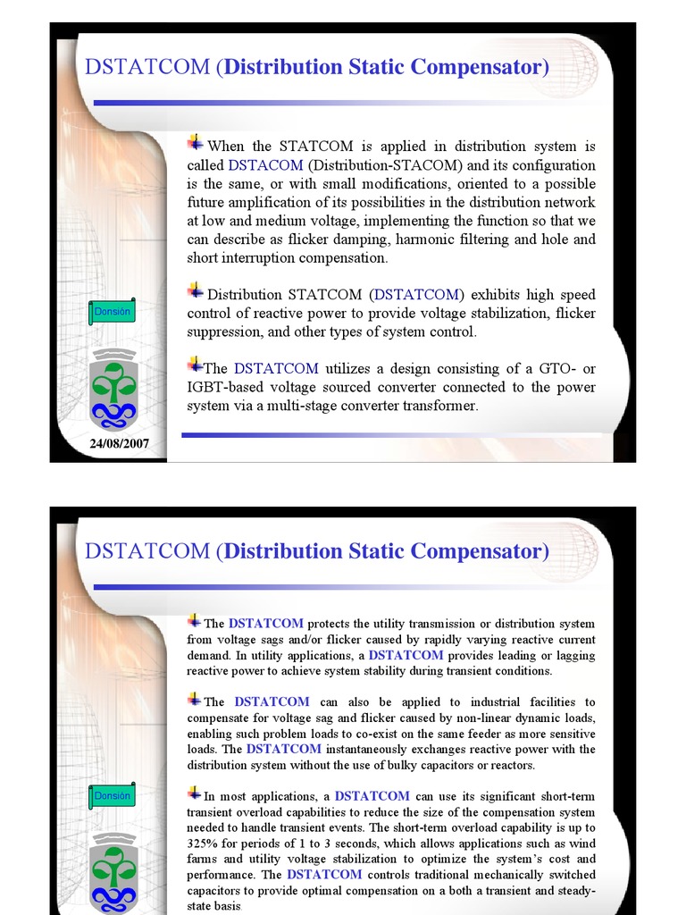 Presentation D Statcom | Ac Power | Power Inverter