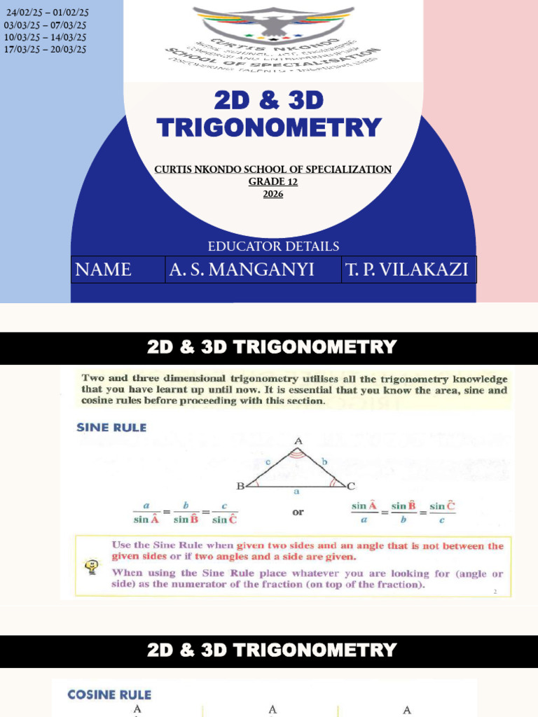 Lesson Plan 5 (2D & 3D Trigonometry) | PDF