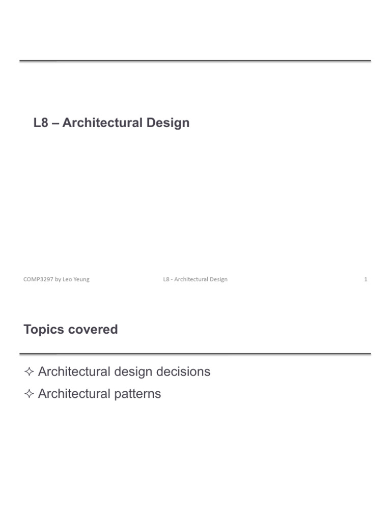 L8 - Architectural Design v1 | PDF | Model–View–Controller | Software ...