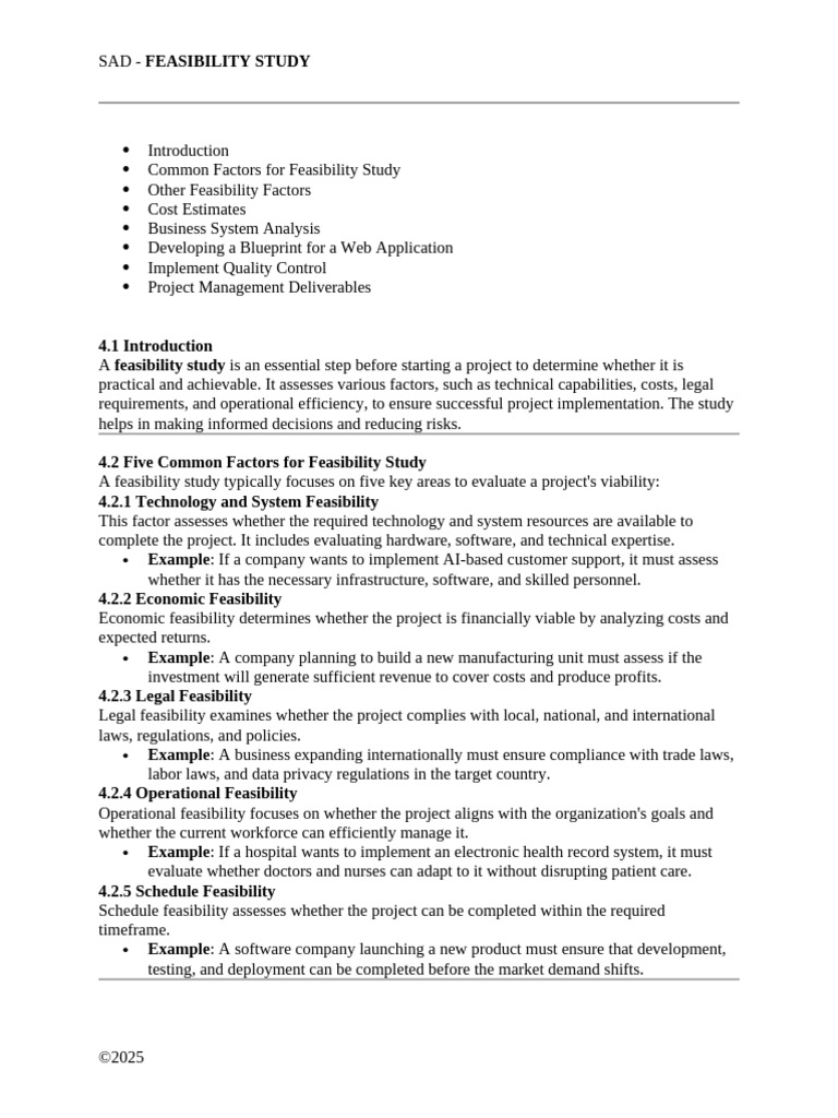 Sad Cap 5 - Feseability Study | PDF | Feasibility Study | Project ...
