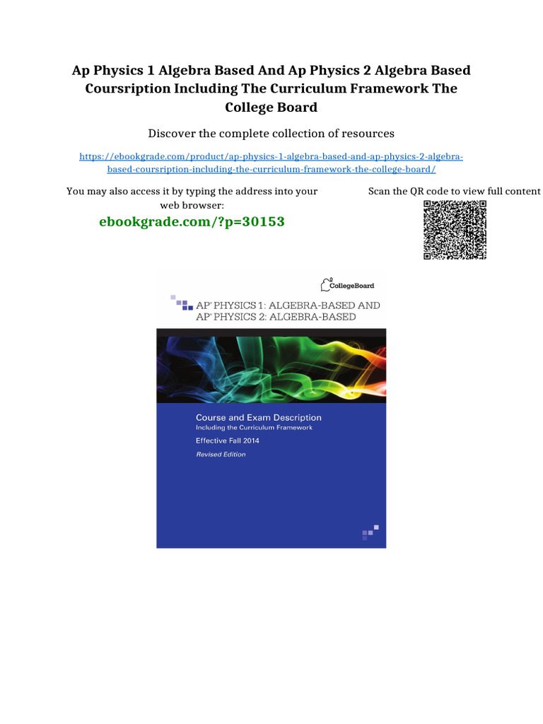 AP Physics 1 Algebra Based and AP Physics 2 Algebra Based Coursription ...