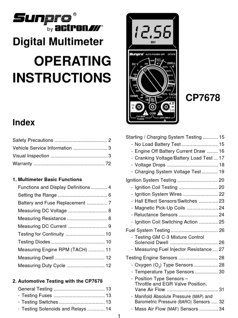 Sunpro Cp7678 DVM User Manual | PDF | Ignition System | Distributor