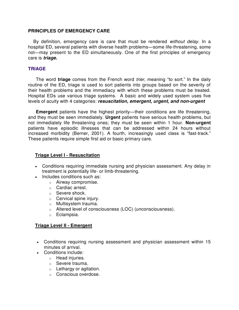 Principles of Emergency Care | PDF | Emergency Department | Pain
