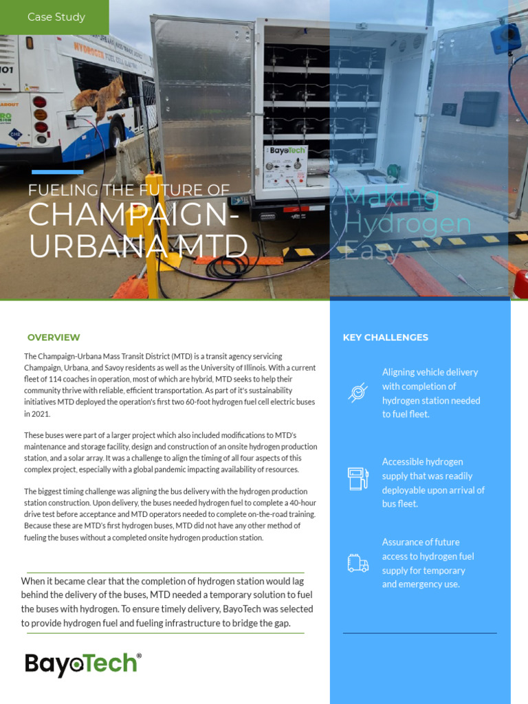 BayoTech CUMTD Hydrogen Fuel Cell Bus Program Case Study | PDF ...