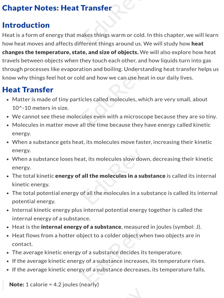 EduRev - Chapter Notes - Heat Transfer | PDF | Thermal Expansion ...
