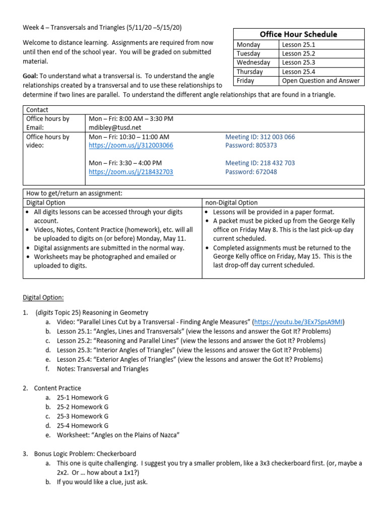 Transversals and Triangles | PDF | Angle | Triangle