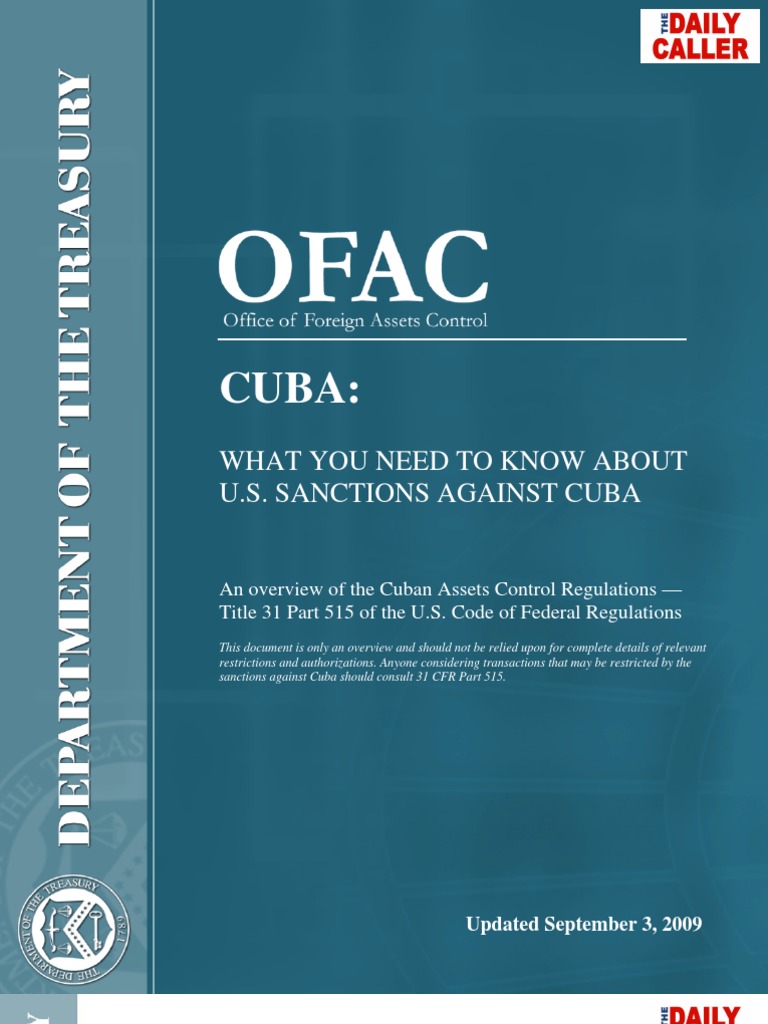 OFAC - Treasury - Cuba Sanctions | PDF | Office Of Foreign Assets ...