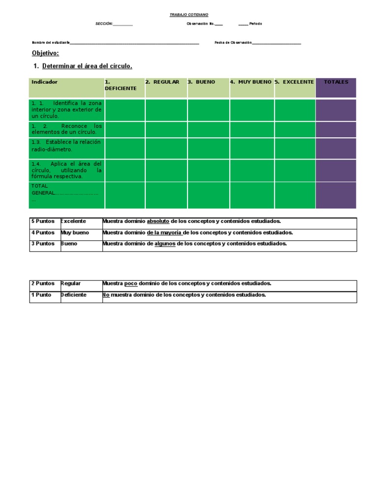 EJEMPLO DE ESCALA DE CALIFICACIÓN MATEMÁTICA