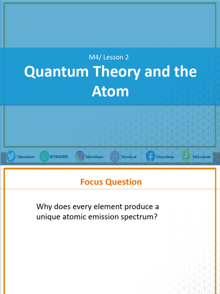 Chemistry M 4 Lesson - 2 - Quantum+Theory+and+the+Atom | PDF | Atoms ...