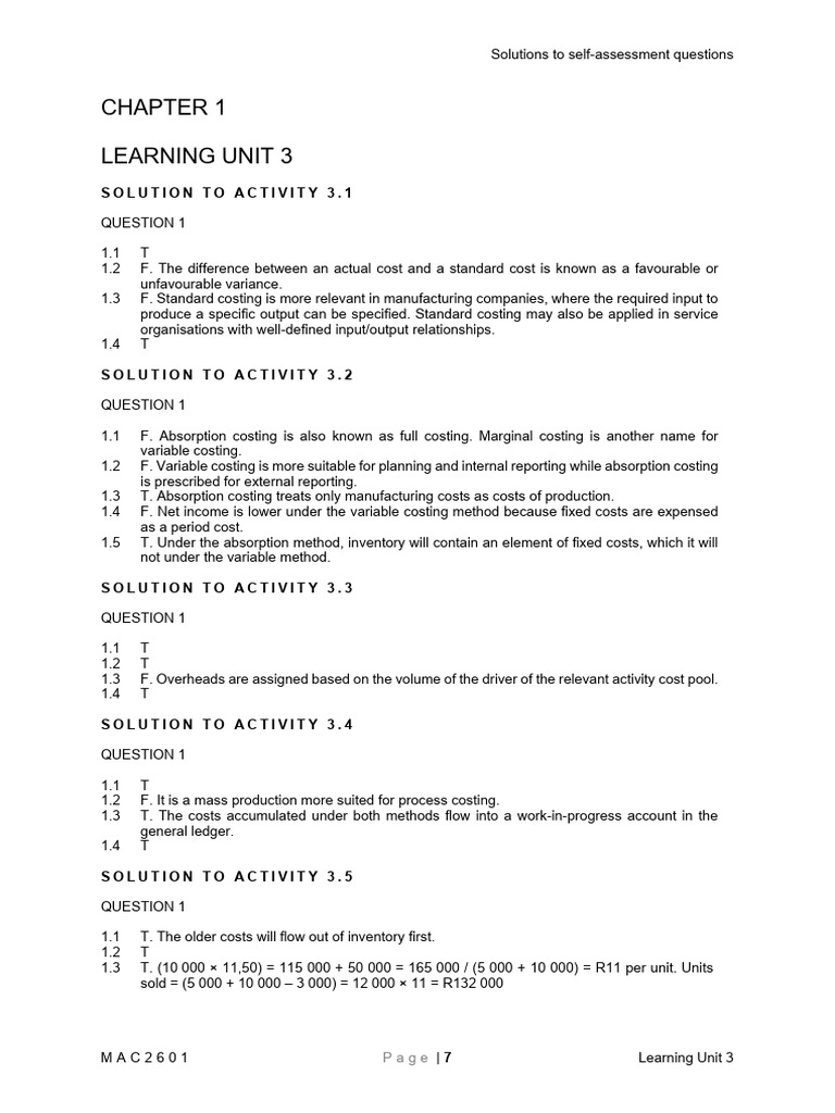Mac2601 Learning Unit 3 Solution | PDF | Cost Of Goods Sold | Inventory