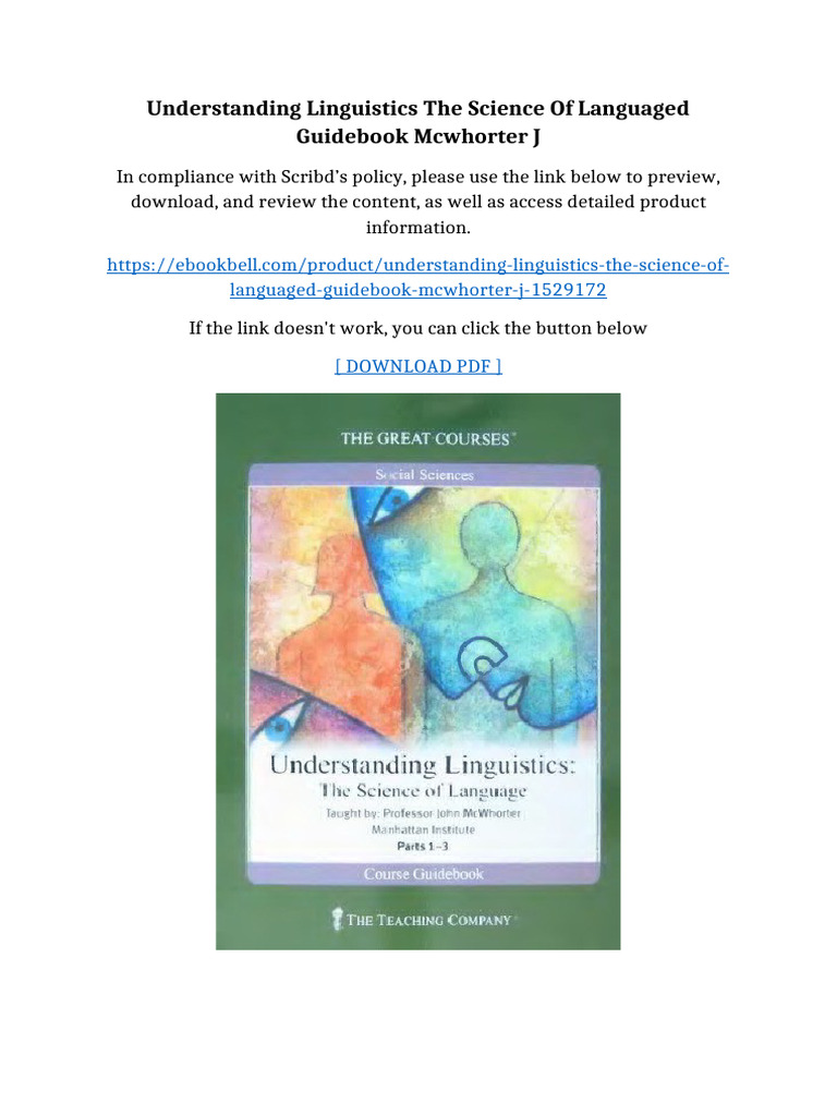 Understanding Linguistics The Science of Languaged Guidebook Mcwhorter ...