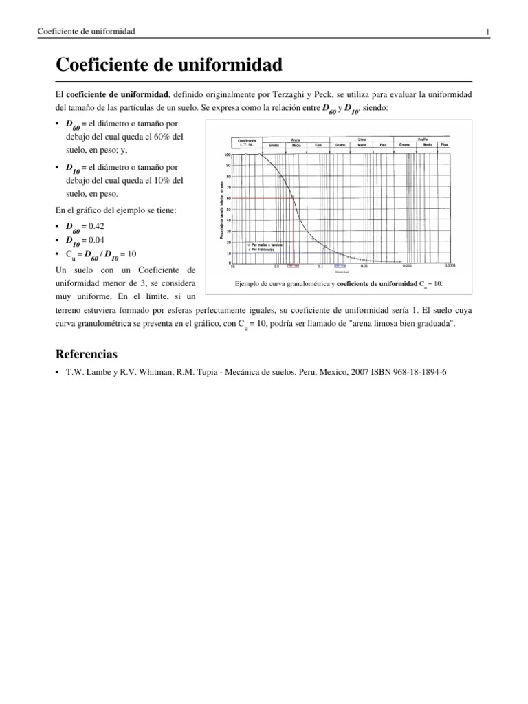 Coeficiente de Uniformidad en Suelos | PDF