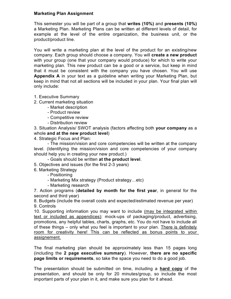 Marketing Plan Assignment | PDF | Business | Finance & Money Management