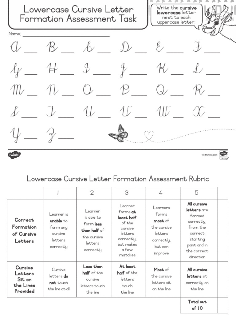 Za HL 1710412733a Lowercase Cursive Letter Formation Assessment Task ...