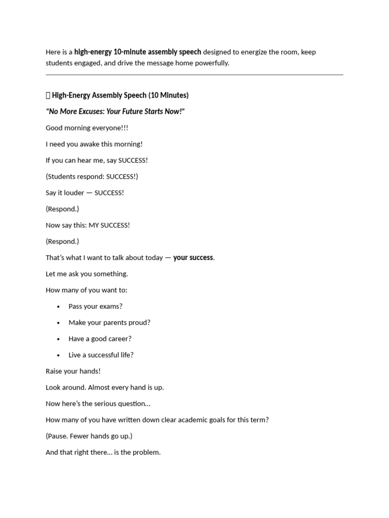 Assembly Presentation - Goal Setting For Academic Success 4 | PDF