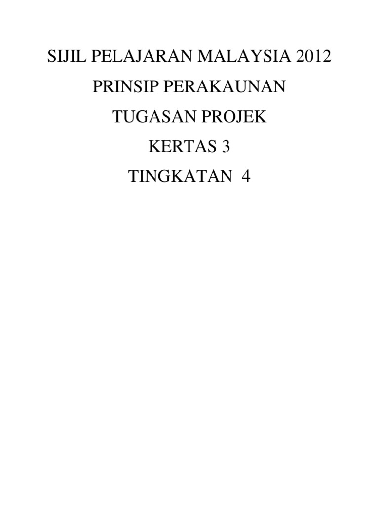 Kerja Kursus Prinsip Perakaunan Form 4 | PDF