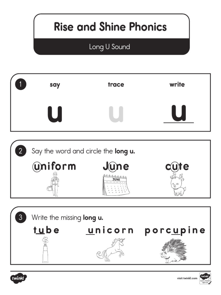 Answers Rise and Shine Phonics- Long U Sound Activity | PDF | Phonics ...