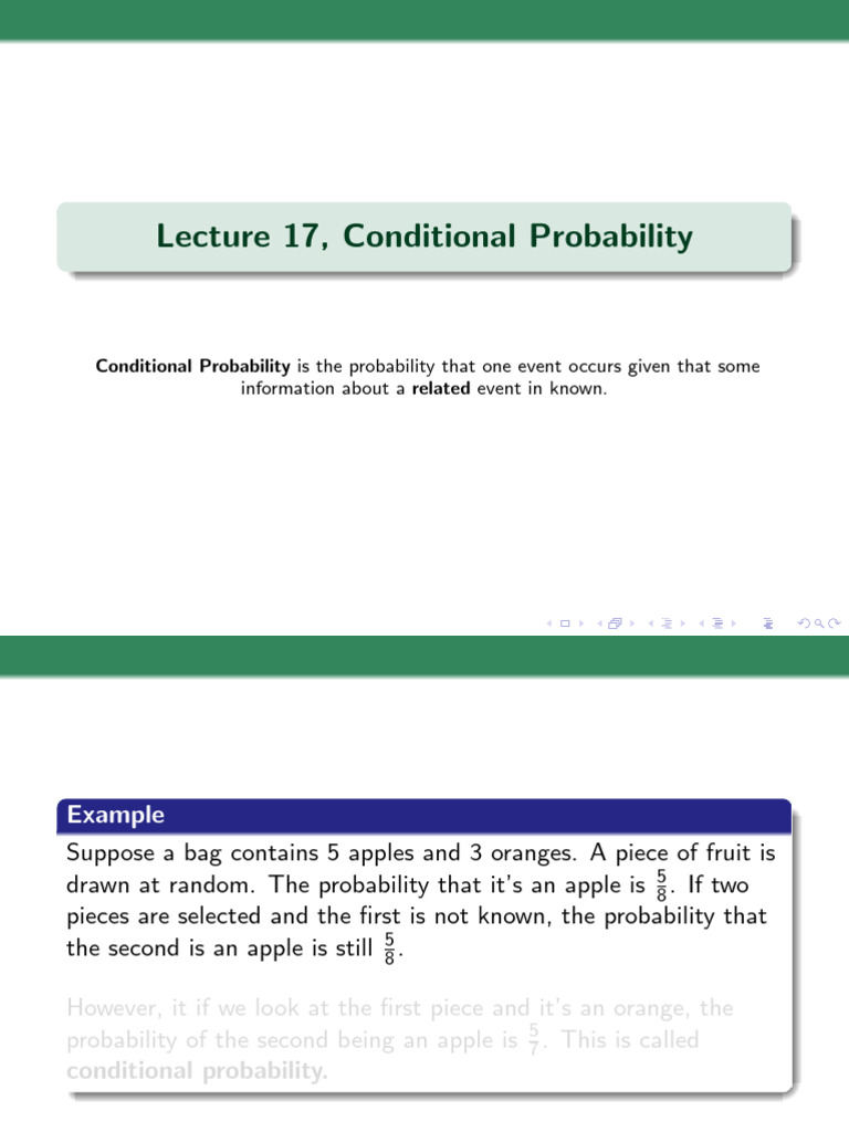 Lecture 17, Conditional Probability-1 | PDF | Mathematics | Probability ...