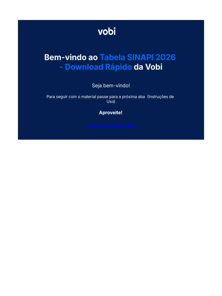 Tabela SINAPI 2026 - VOBI | PDF | Gestão de relacionamento com o ...