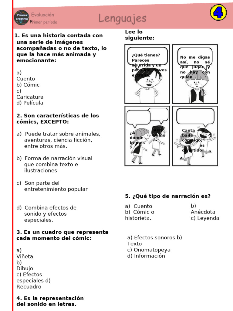 Examen Leguajes 4 | PDF | Cómics | Narración