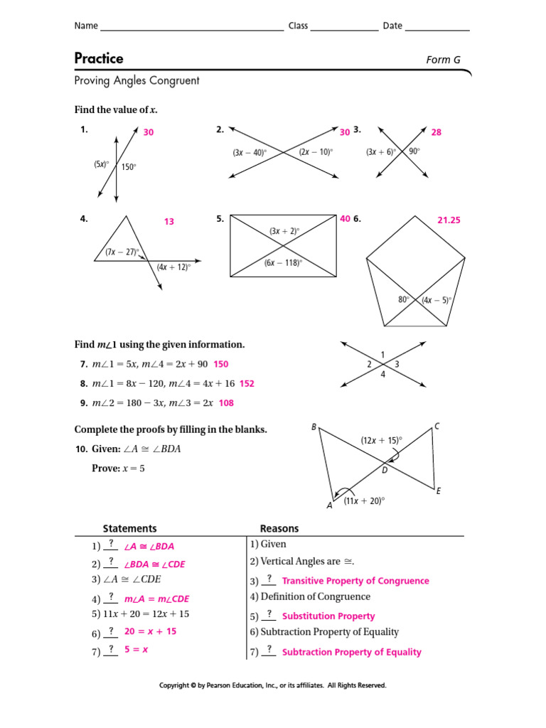 Section 6-2 Ws Key | PDF | Euclidean Geometry | Elementary Mathematics