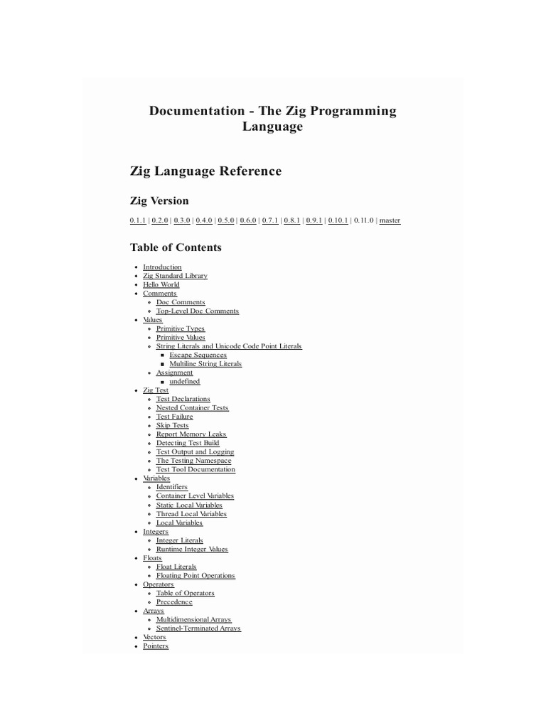 Documentation - The Zig Programming Language | PDF | Pointer (Computer ...