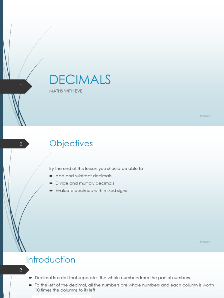 Topic 2 Lesson 2 on Decimals | PDF | Decimal | Division (Mathematics)