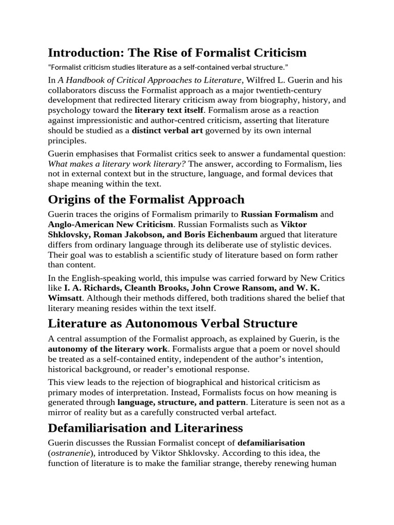 Introduction Formalist | PDF | Literary Criticism | Human Communication