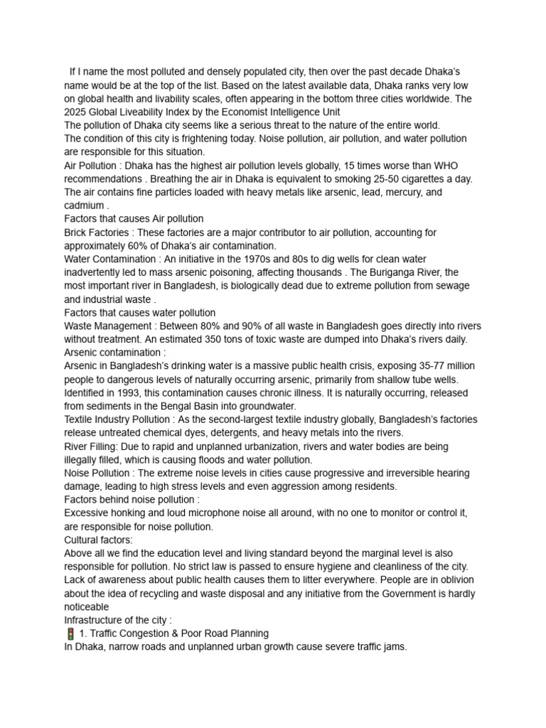 Dhaka’s Environmental Breakdown and the Path to Recovery | PDF ...