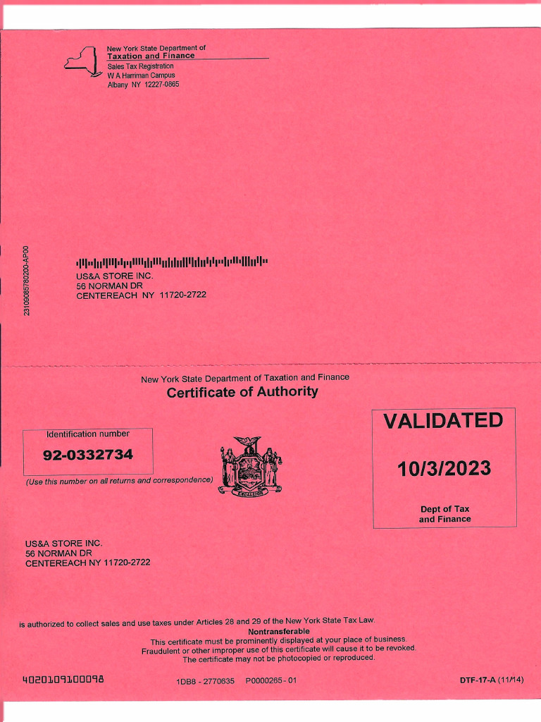 Certificate of Authority | PDF