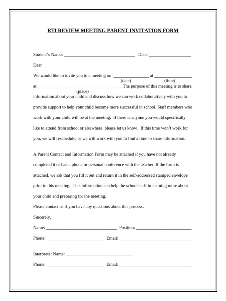 11 Rti Parent Invitation Form | PDF