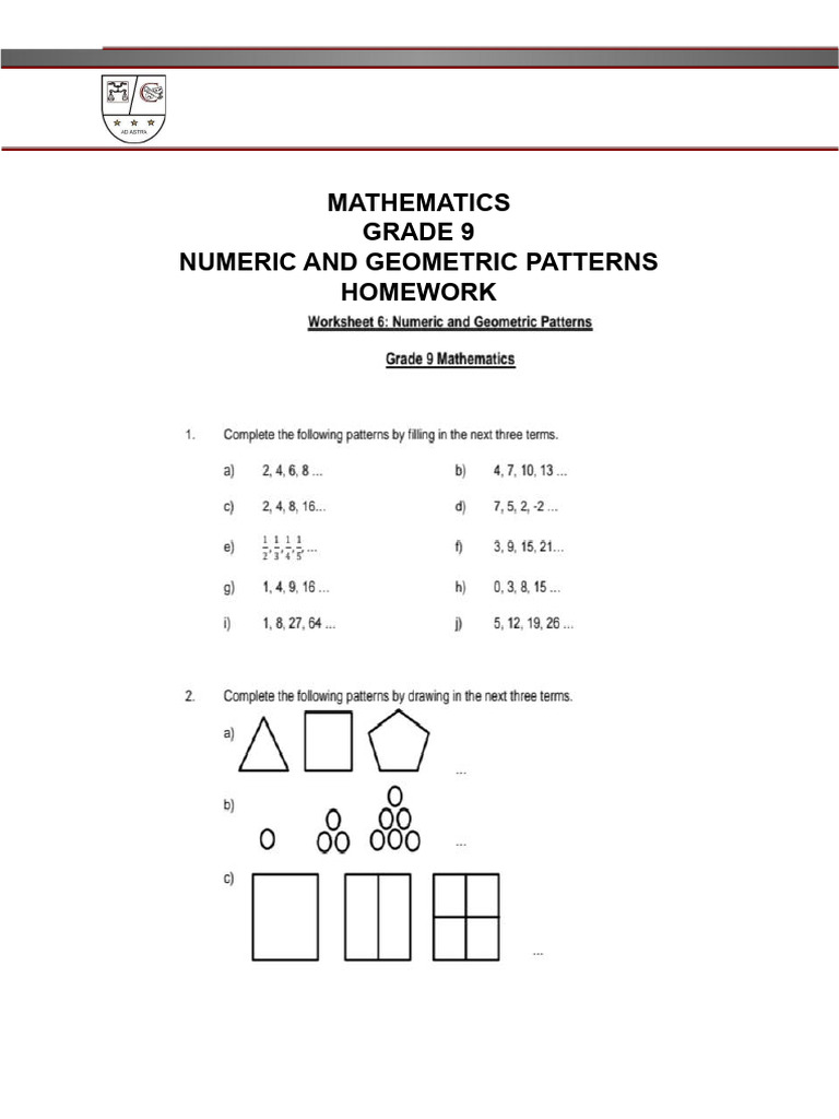 Numeric and Geometric Patterns | PDF