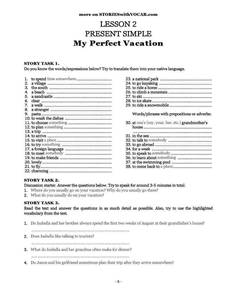 A1 A2 Lesson 2 Present Simple | PDF | Linguistics