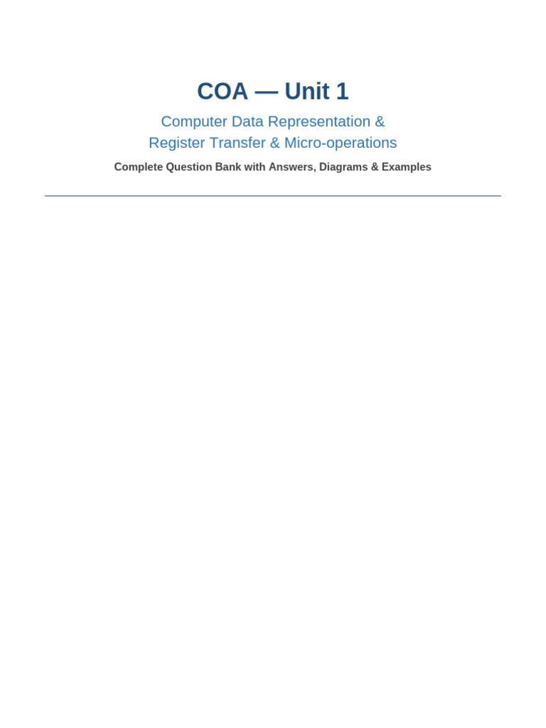 COA Unit1 Full Answers | PDF | Computer Engineering | Computer Architecture