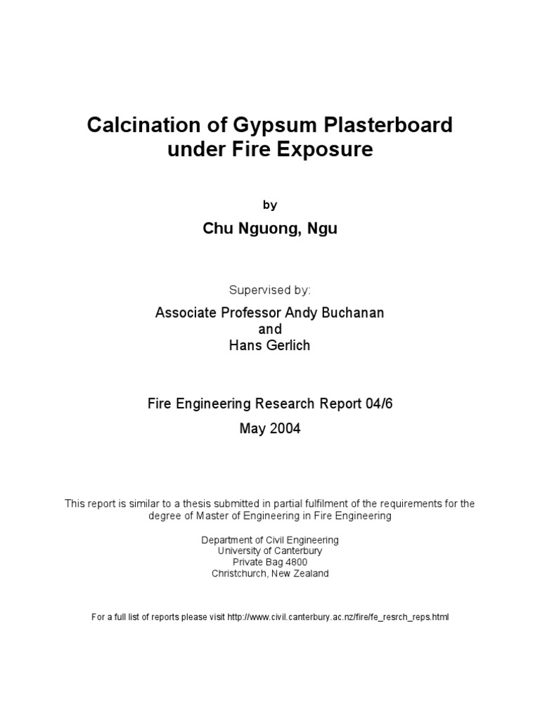 Calcination of Gypsum Plasterboard Under Fire | PDF | Drywall | Materials