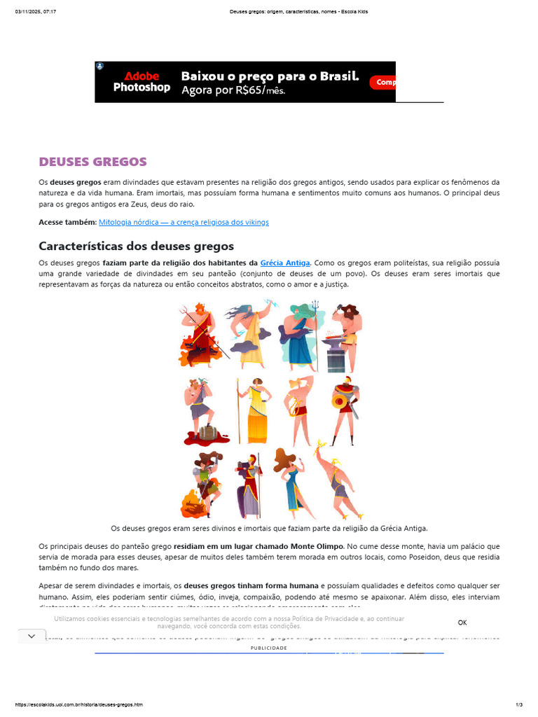 Deuses Gregos - Origem, Características, Nomes - Escola Kids | PDF ...