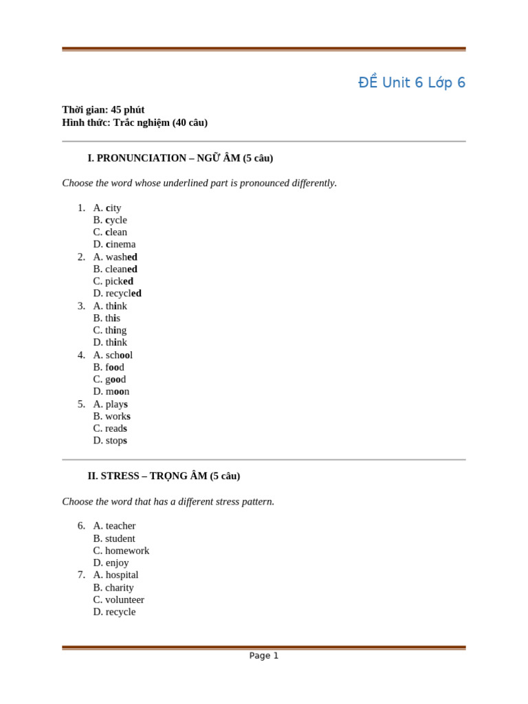 Test Unit 6 Key | PDF