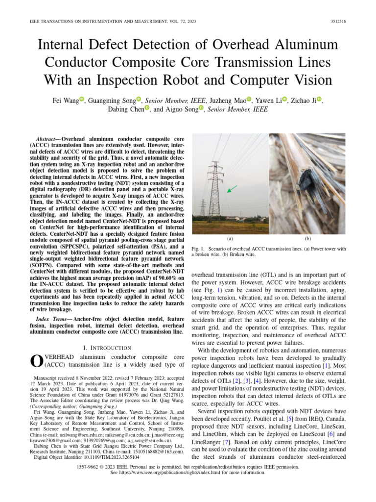 Internal Defect Detection of Overhead Aluminum Conductor Composite Core ...